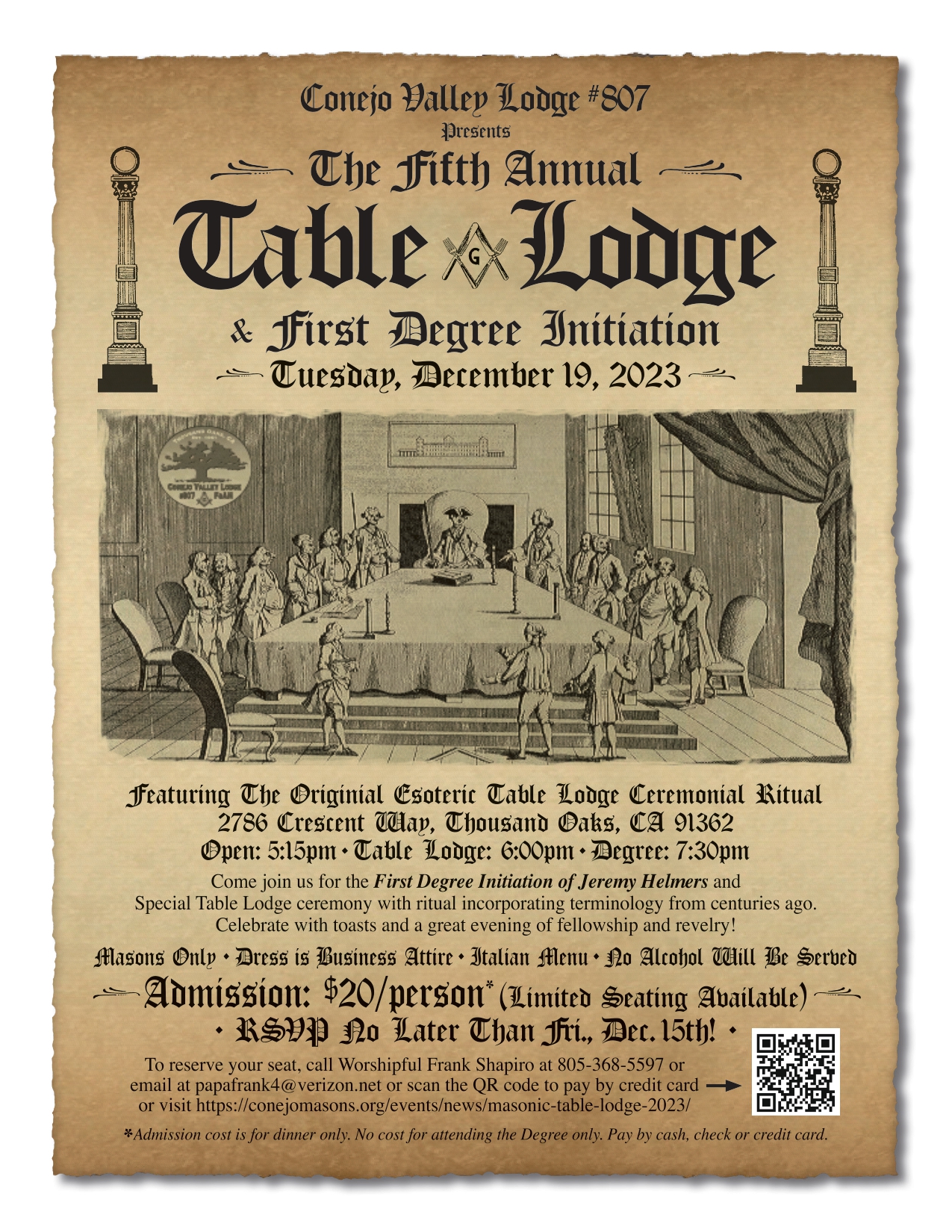 Masonic Table Lodge 2023 | Conejo Valley Lodge No. 807